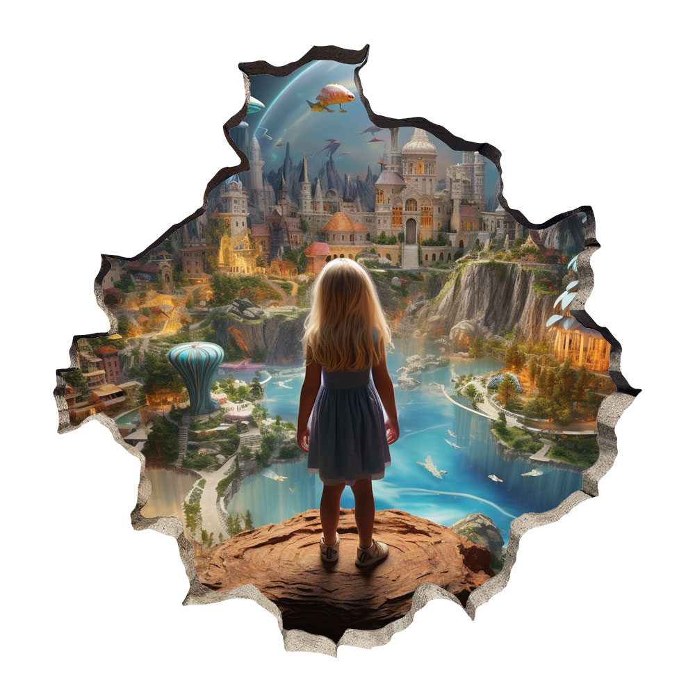 Muursticker meisje in magische wereld Kopen? Stickers v.a. 0,49 ...